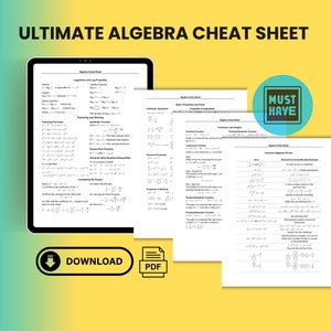 Algebra Cheat Sheet Template Learning Mathematics Study Material Math ...