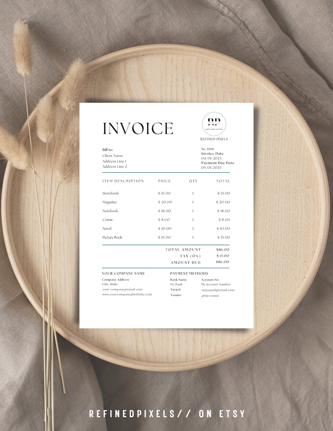 Invoice Template Modern Client Invoice Editable Invoice - Etsy
