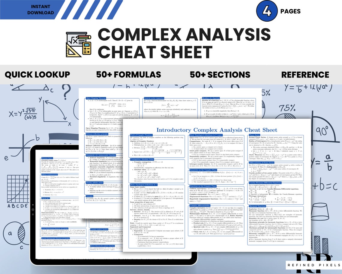Complex Analysis Cheat Sheet Complex Numbers Real Numbers Learning ...