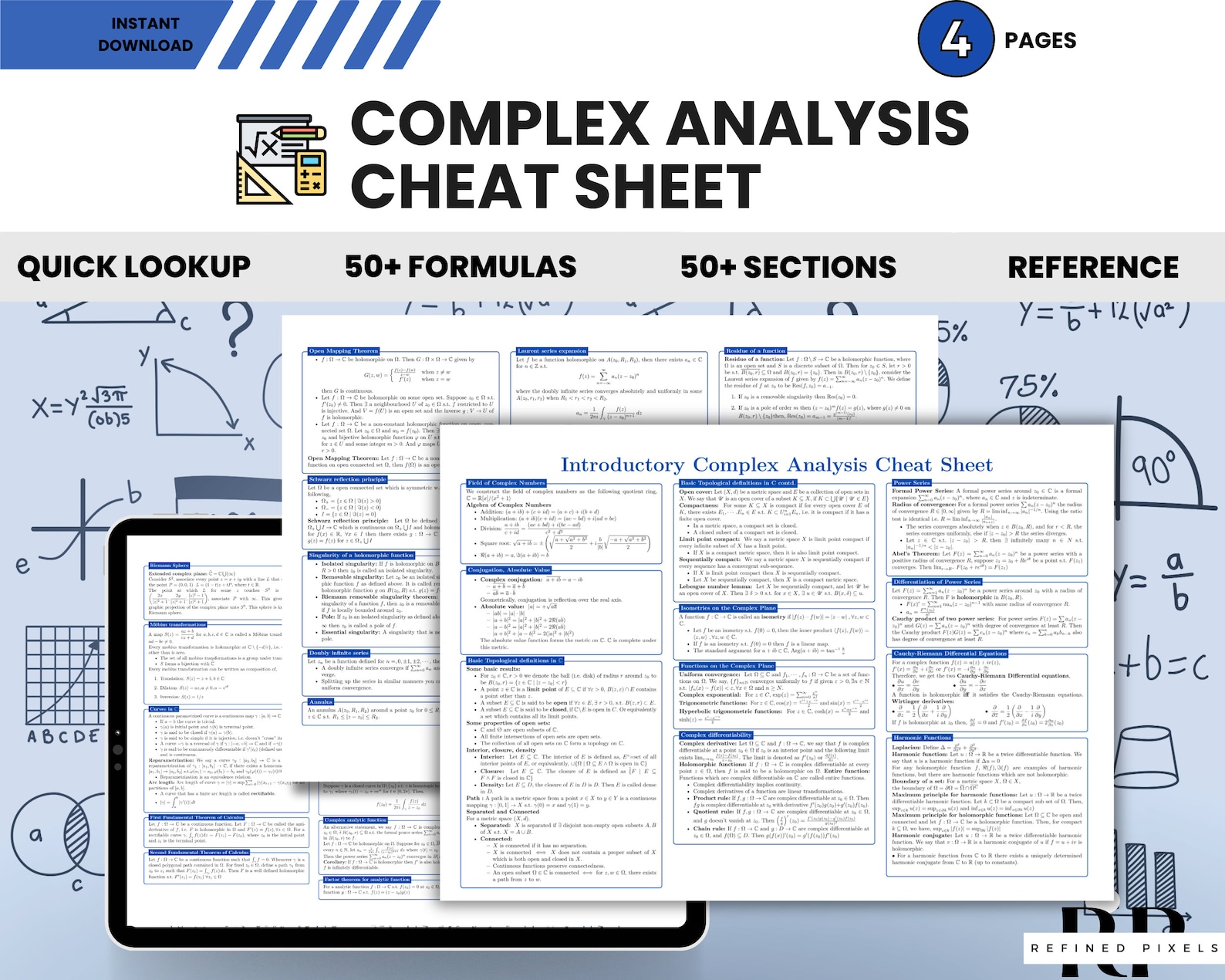 Complex Analysis Cheat Sheet Complex Numbers Real Numbers Learning ...