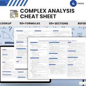Complex Analysis Cheat Sheet Complex Numbers Real Numbers Learning ...
