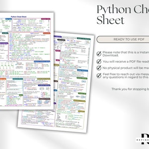 Python Cheat Sheet Template Python for Beginners Data Type Coding Functions Python 3 Programming ...