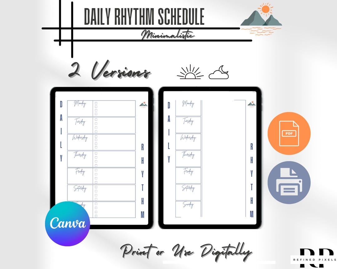 Daily Rhythm Schedule Daily Rhythm Adult Printable Tracker Routine ...