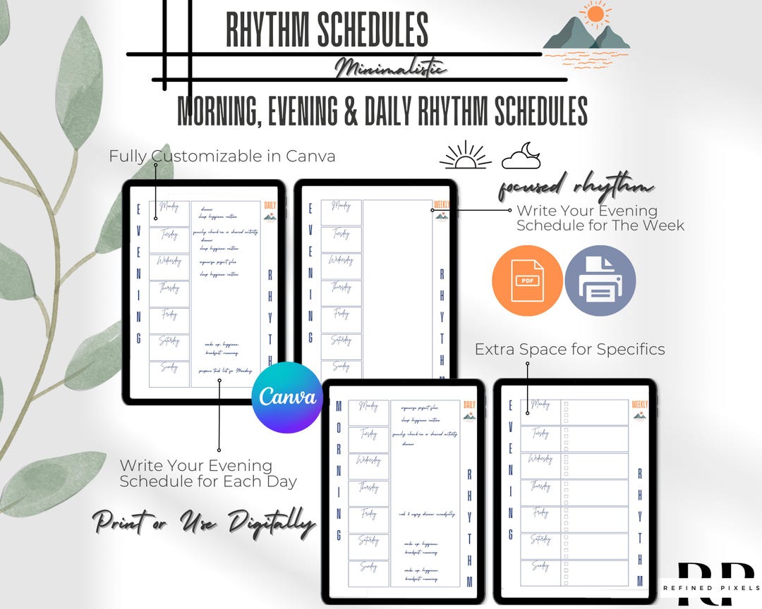 Daily Rhythm Schedule Bundle Daily Rhythm Cards Adult Printable Morning ...