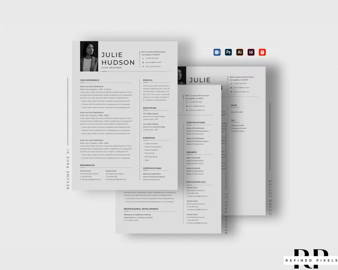 Indesign Resume Template CV Photoshop Template Minimalist Adobe ...