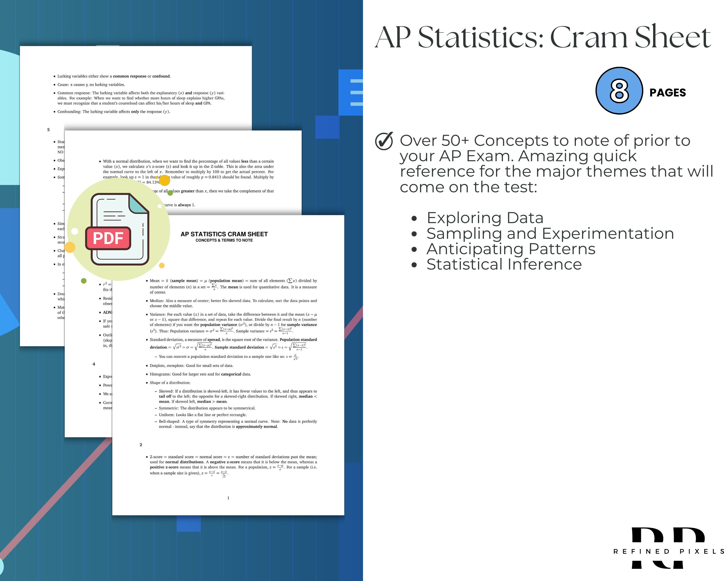 AP Statistics Cheat Sheet AP Statistics Notes Concepts AP Statistics ...