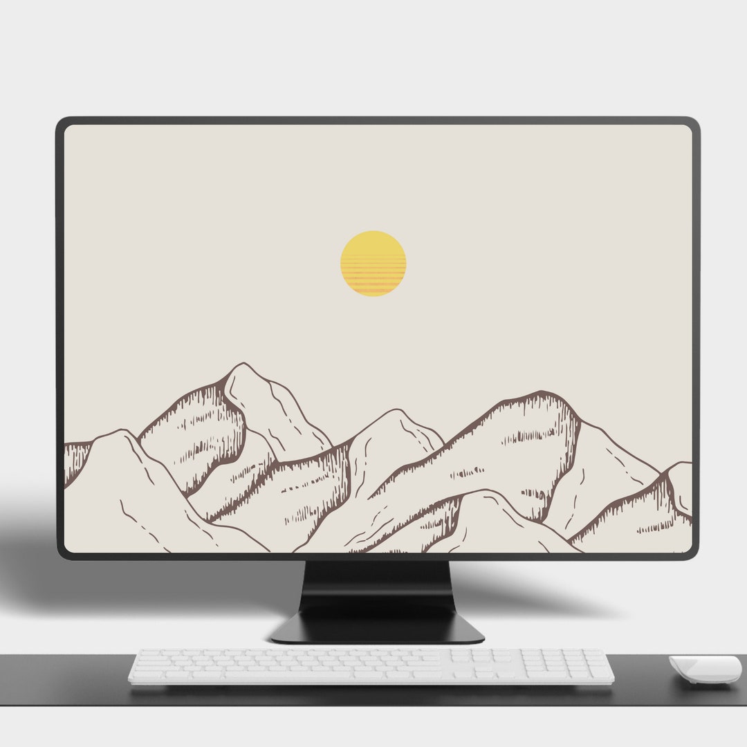 Desktop Wallpapers Neutral Mountain PC Background Line Art Wallpaper ...