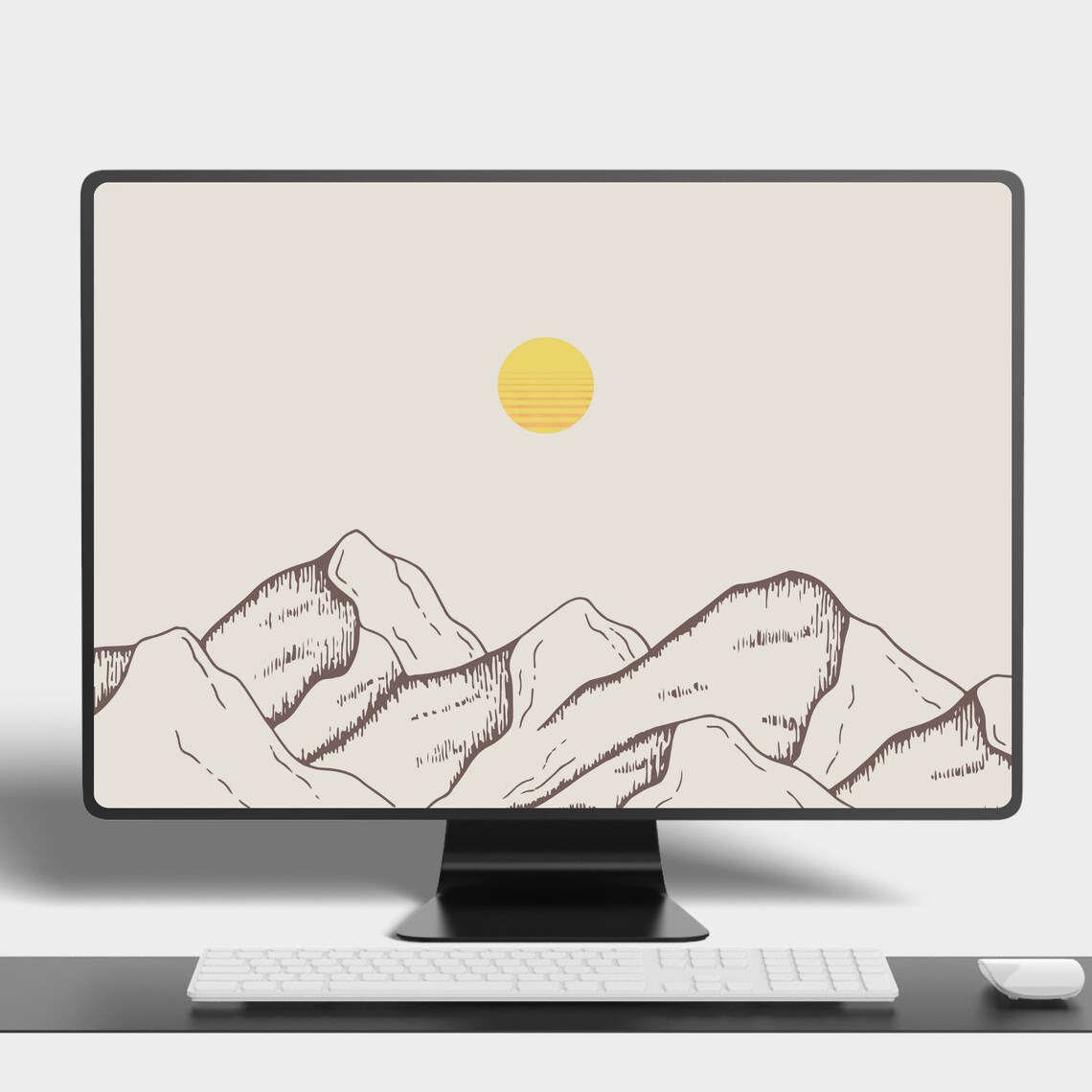 Desktop Wallpapers Neutral Mountain PC Background Line Art Wallpaper ...