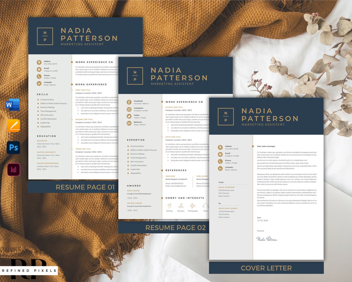 Indesign Resume Template Professional Resume/cv Template Photoshop 2 ...