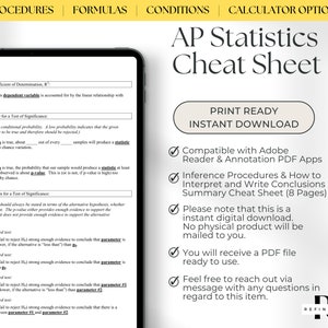AP Statistics Cheat Sheet PDF AP Stats Exam Downloadable Formulas ...