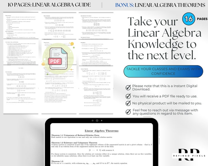 Linear Algebra Algebra Cheat Sheet Linear Algebra Formulas Worksheet ...