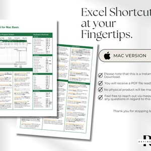 Excel Shortcuts Cheat Sheet for Mac Microsoft Excel Mac Shortcuts ...