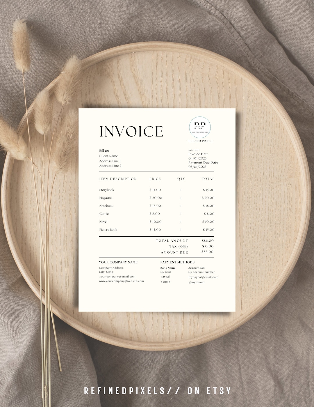 Invoice Template, Modern Client Invoice | Editable Invoice | Services ...