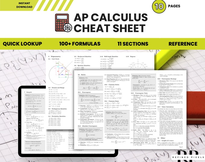 AP Calculus Cheat Sheet College Calculus Formulas Study Notes Calculus ...