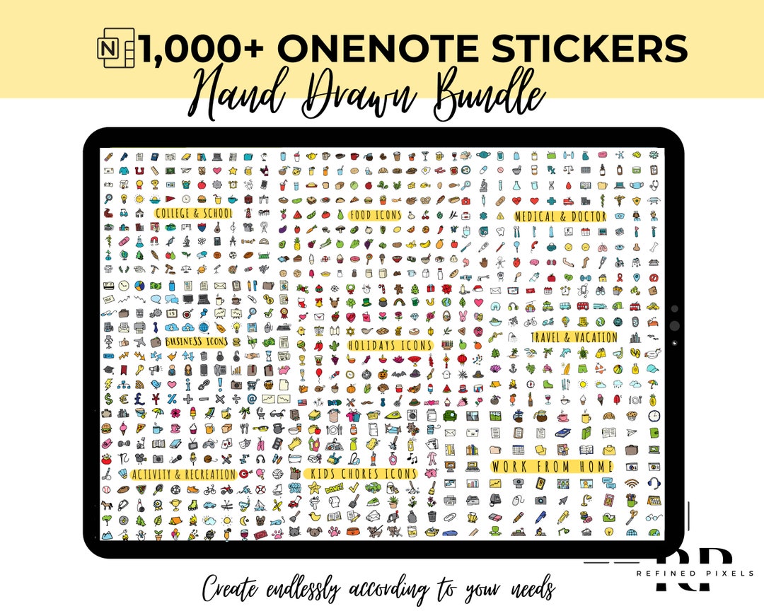 Onenote Stickers Digital Planner Stickers Onenote Everyday Icons ...