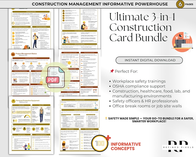 Ultimate 3-in-1 Construction Cards Bundle Civil Engineer OSHA ...