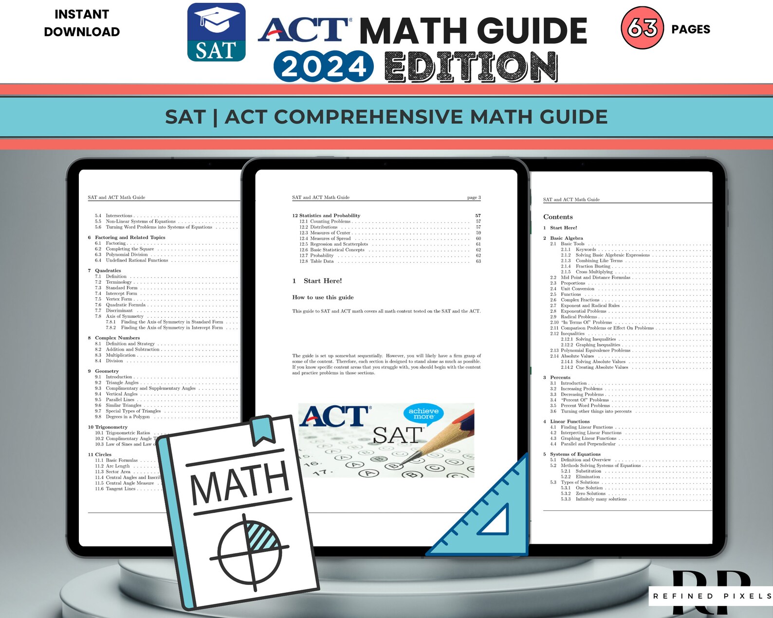 SAT Prep ACT Test Act Worksheets Sat Test Math Exam Study Guide Algebra ...