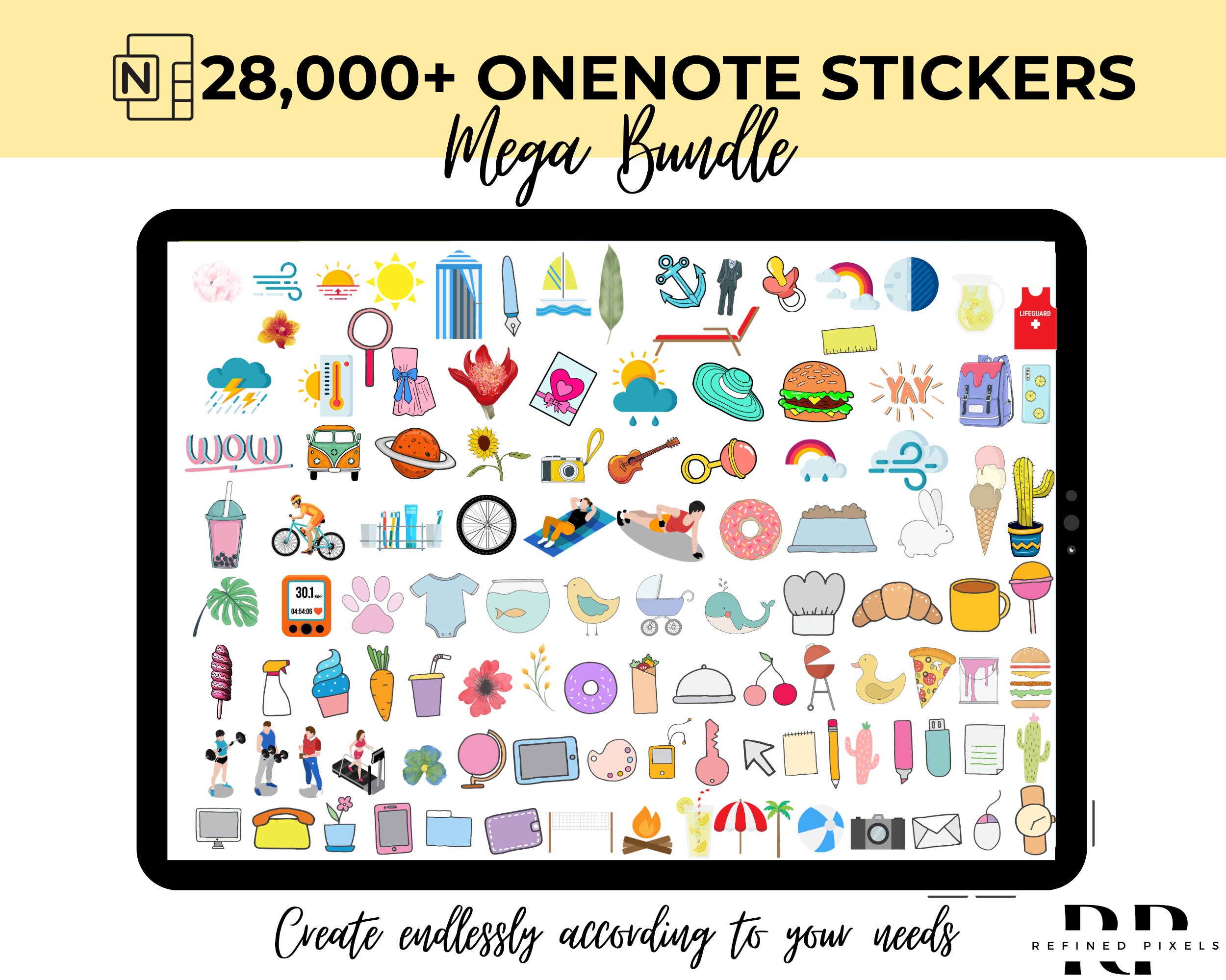 Onenote Stickers Digital Planner Stickers Onenote Everyday Icons ...