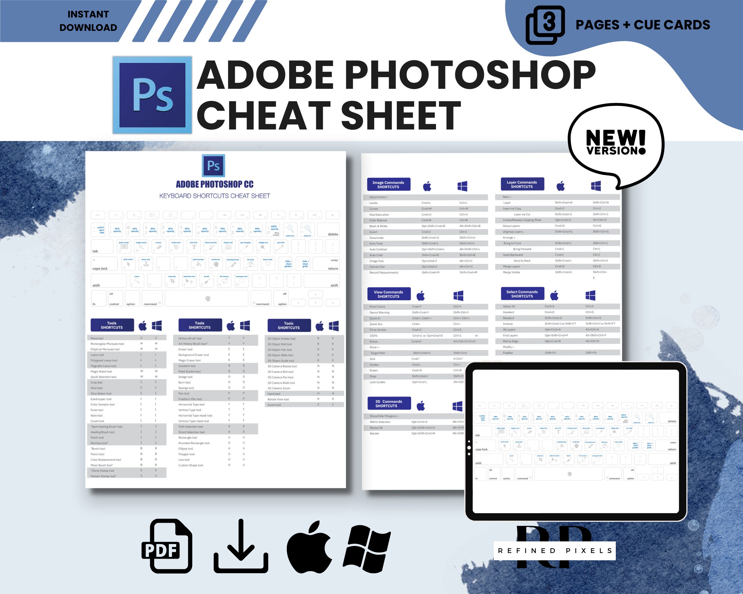 Adobe Photoshop Cheat Sheet 2024 Shortcut Sheet Adobe Suite PS ...