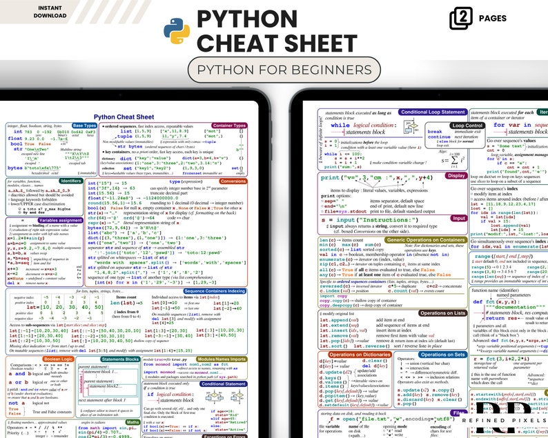 Python Cheat Sheet Template Python For Beginners Data Type Coding Functions Python 3 Programming