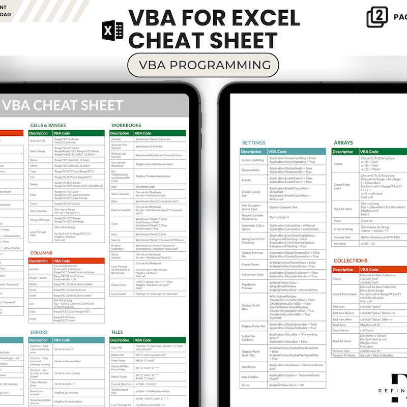 Excel Vba With Sheet - Etsy