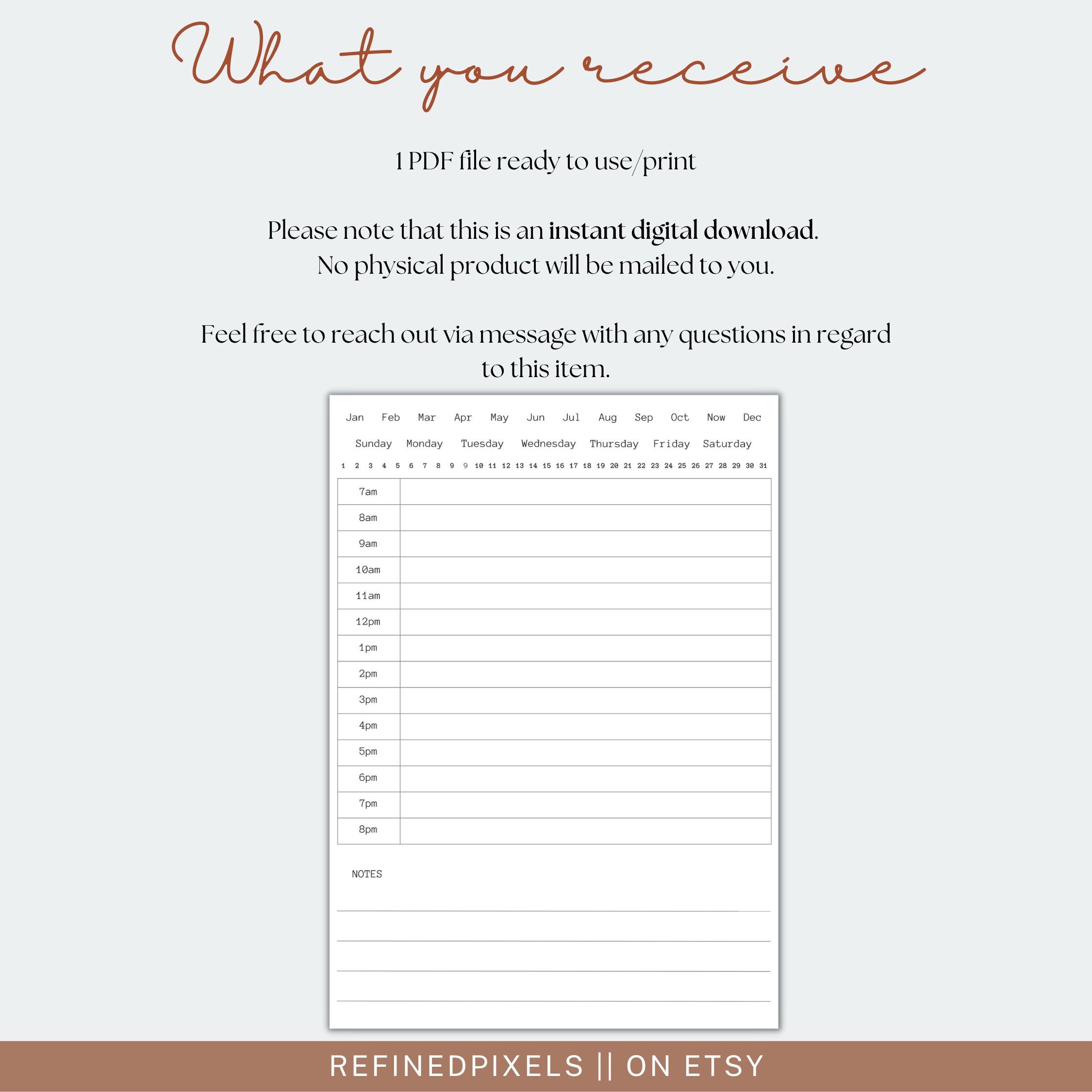Timetable Printable Class Schedule Student Planner Printable College ...