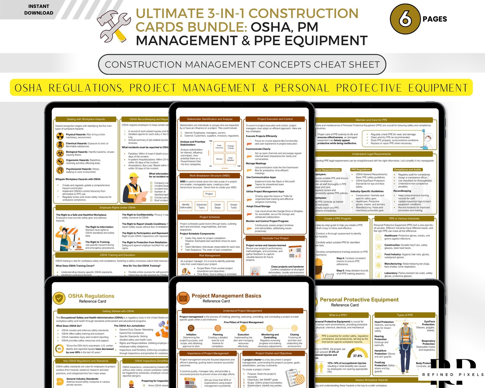 Ultimate 3-in-1 Construction Cards Bundle Civil Engineer OSHA ...