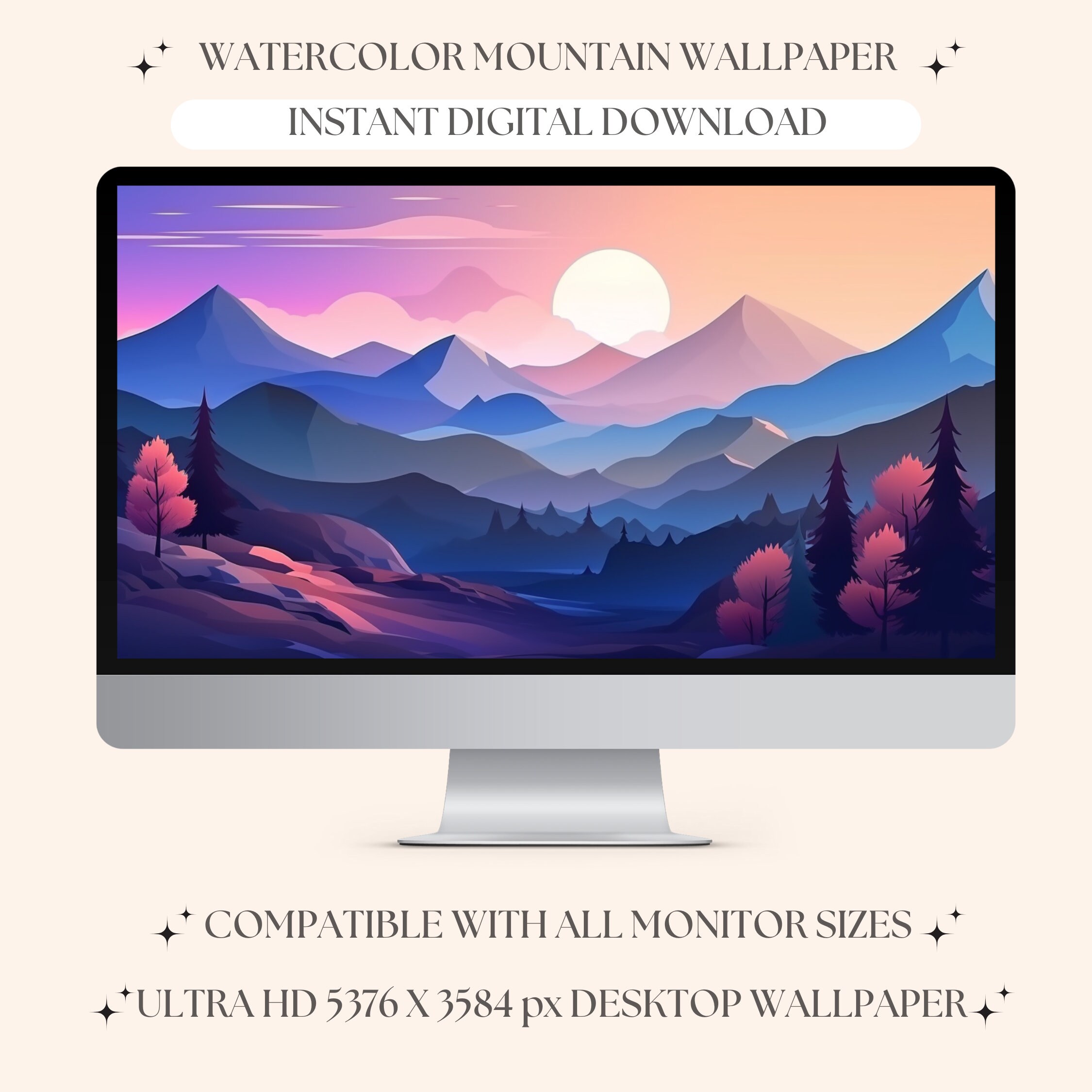 Mountain Desktop Wallpaper Multicolor Mountain Background 4K - Etsy