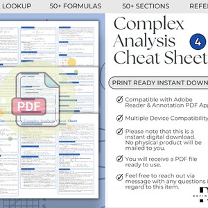 Complex Analysis Cheat Sheet Complex Numbers Real Numbers Learning Calculus Mathematics AP Class ...