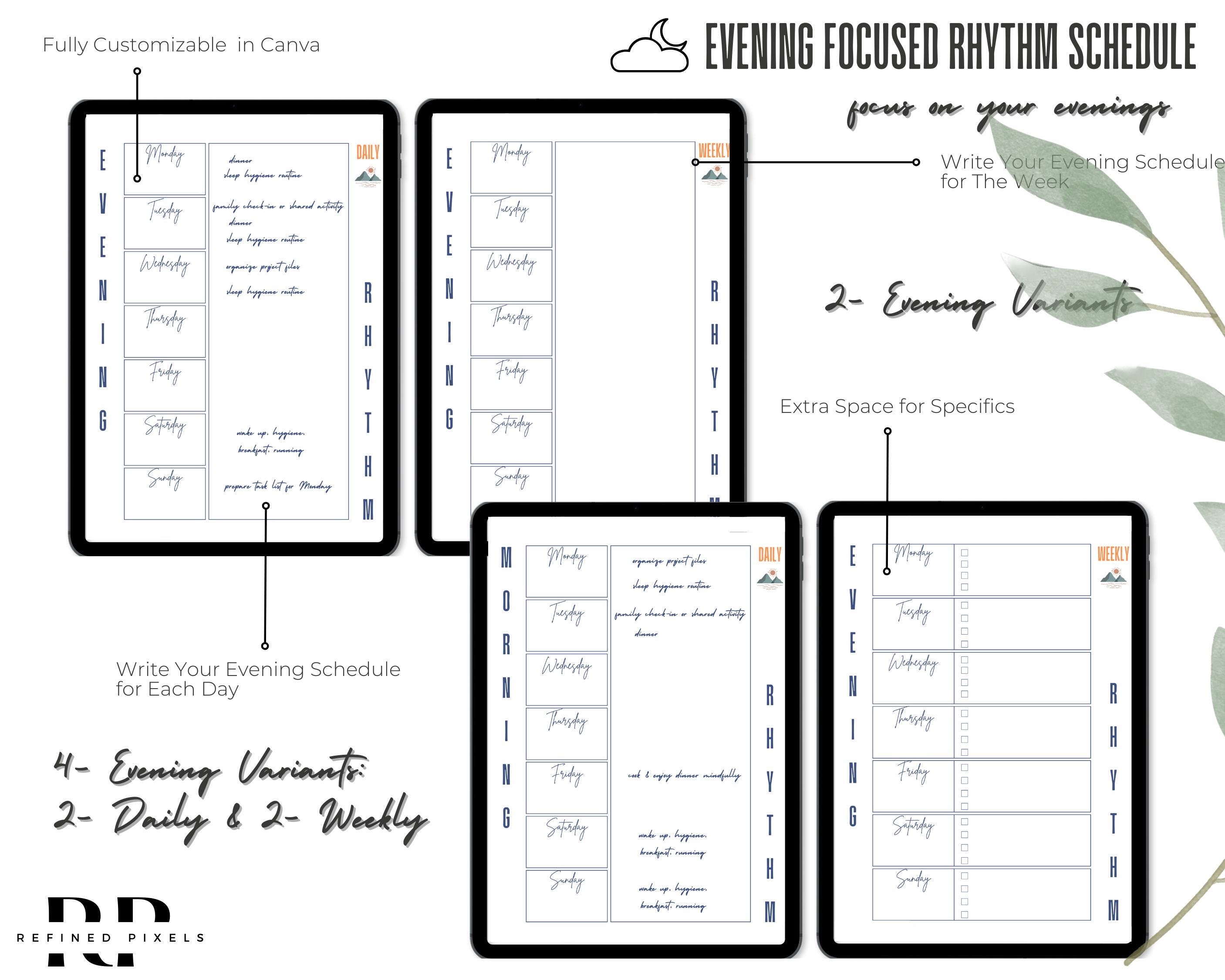 Daily Rhythm Schedule Bundle Daily Rhythm Cards Adult Printable Morning ...