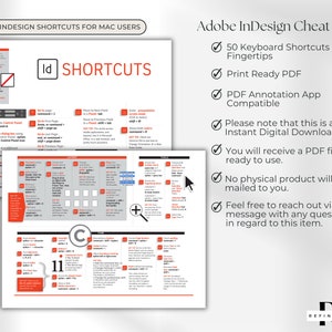 Adobe Indesign Cheat Indesign Keyboard Shortcut Sheet Indesign Template ...