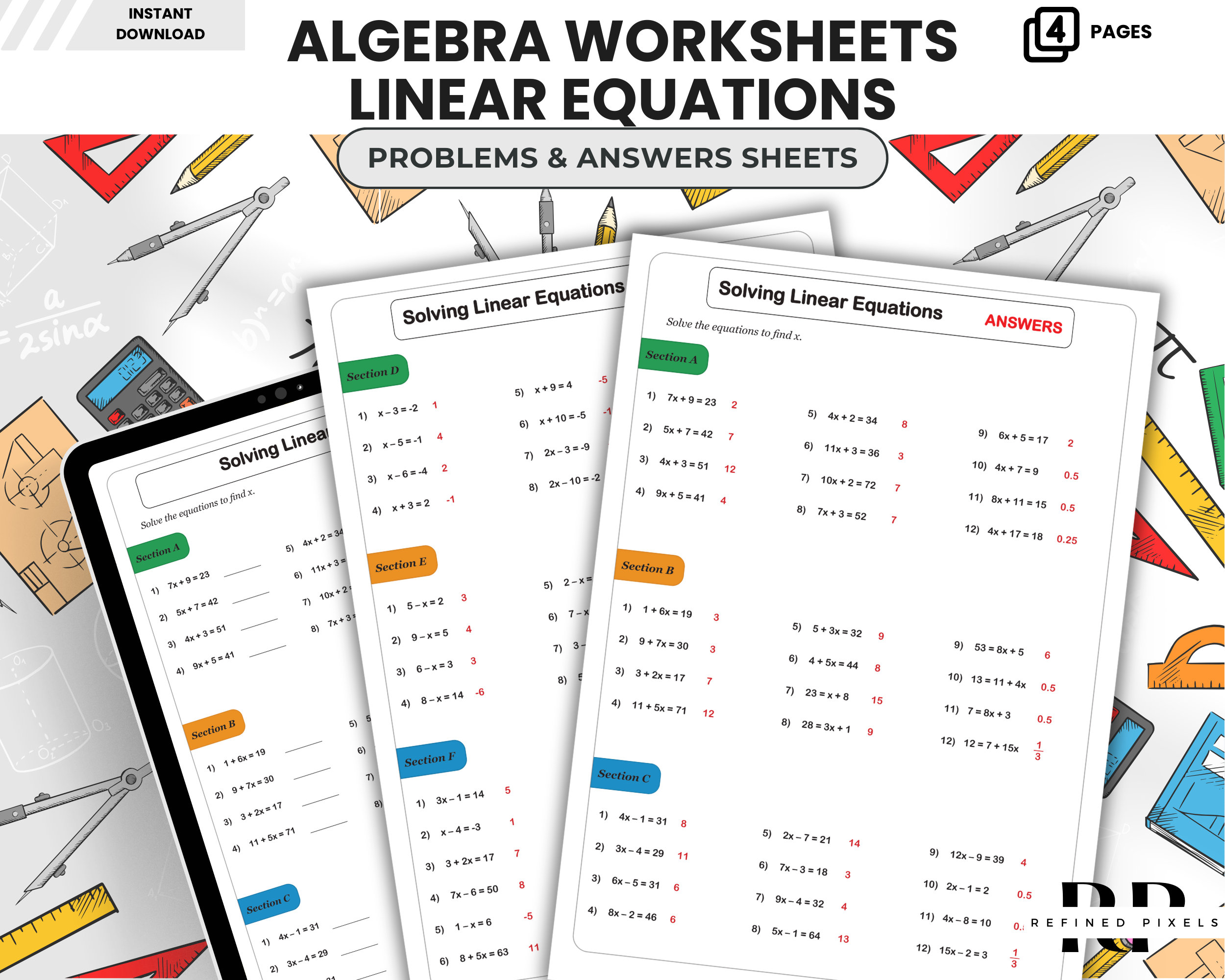 Algebra Worksheets Algebra 1 Algebra Worksheet Algebra Teacher Digital ...