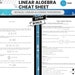 Linear Algebra Algebra Cheat Sheet Linear Algebra Formulas Worksheet ...