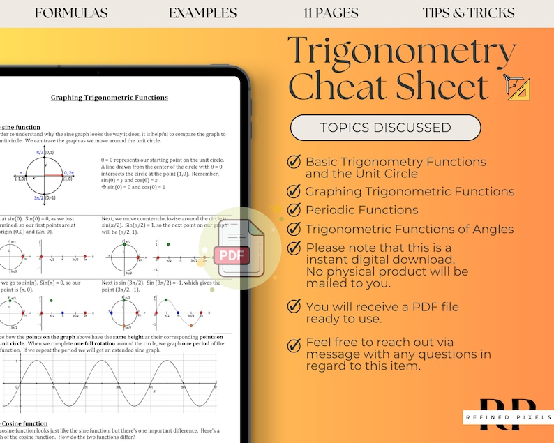 Trigonometry Cheat Sheet Trigonometry Formulas Learning Mathematics ...
