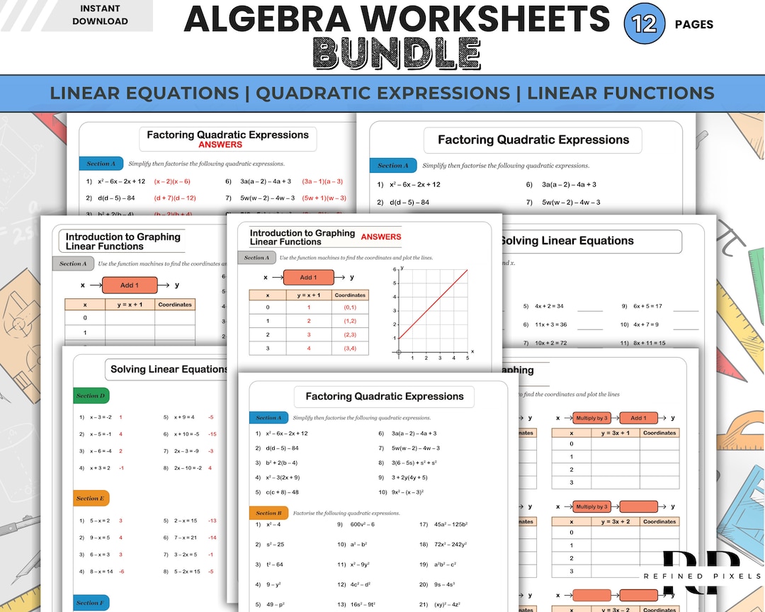 Algebra Worksheets Algebra 1 Algebra Worksheet Algebra Teacher Digital Math Worksheets Digital ...