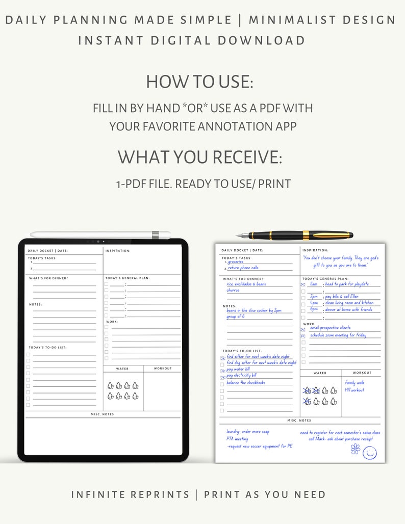 Daily Docket Weekly Printable Monthly Student Planner Brain Dump ...