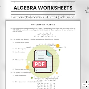 Algebra Worksheets Printable Factoring Polynomials Algebra Worksheet ...
