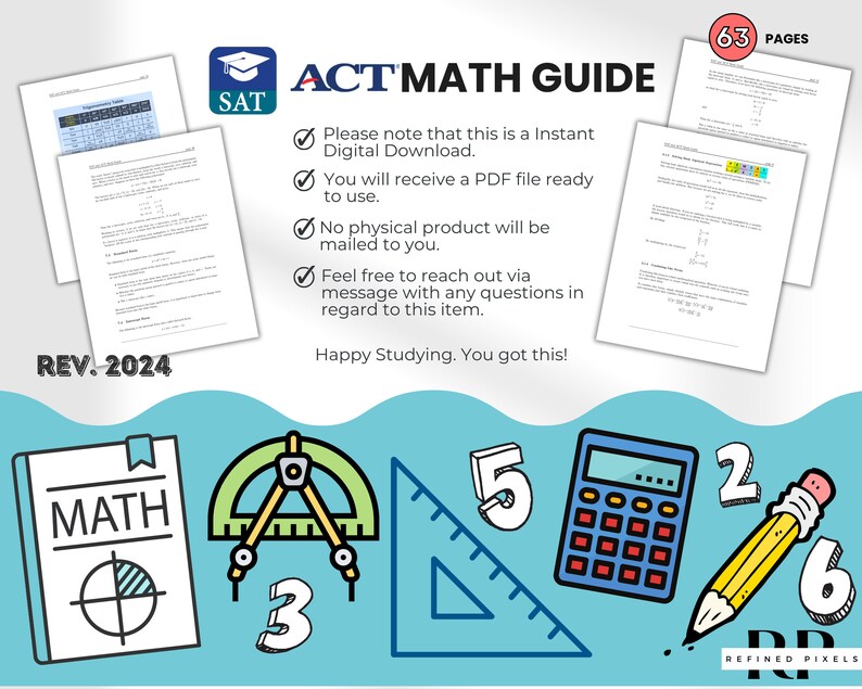 SAT Prep ACT Test Act Worksheets Sat Test Math Exam Study Guide Algebra ...