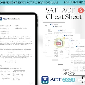 SAT Prep ACT Test Cheat Sheet Template College Prep Exam Sat Test Math ...