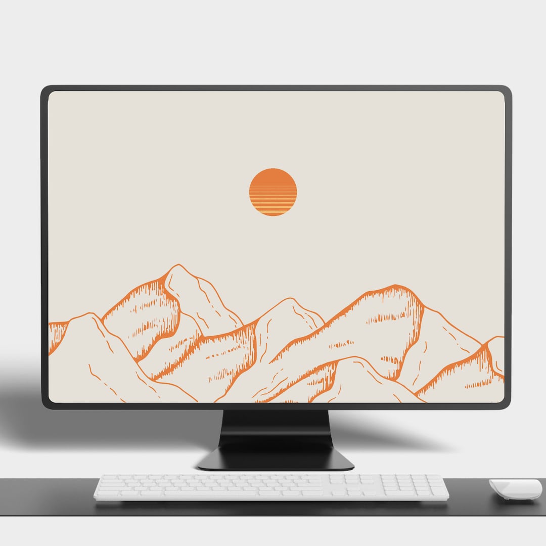 Desktop Wallpaper Minimalist Boho Desktop Wallpaper Mountain Background ...