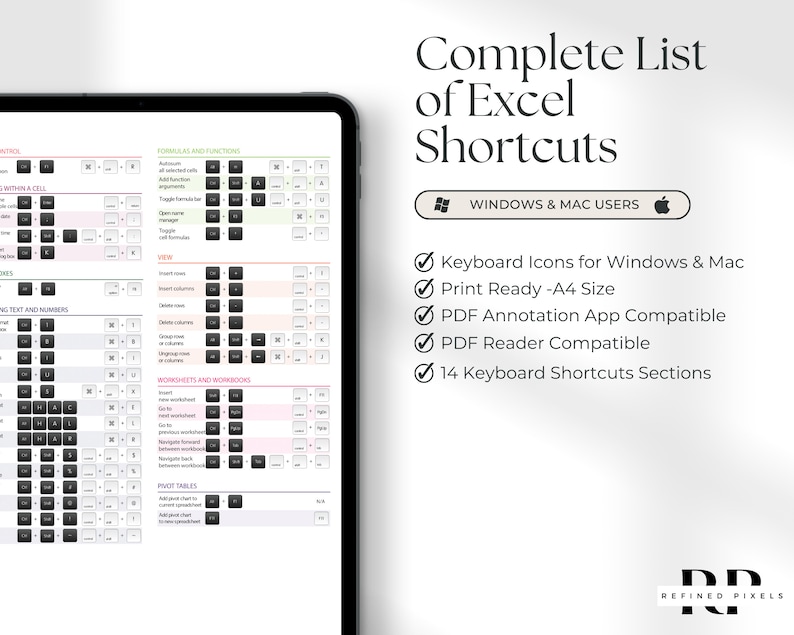 Excel Shortcuts for Windows Excel Shortcuts for Mac Excel Super ...