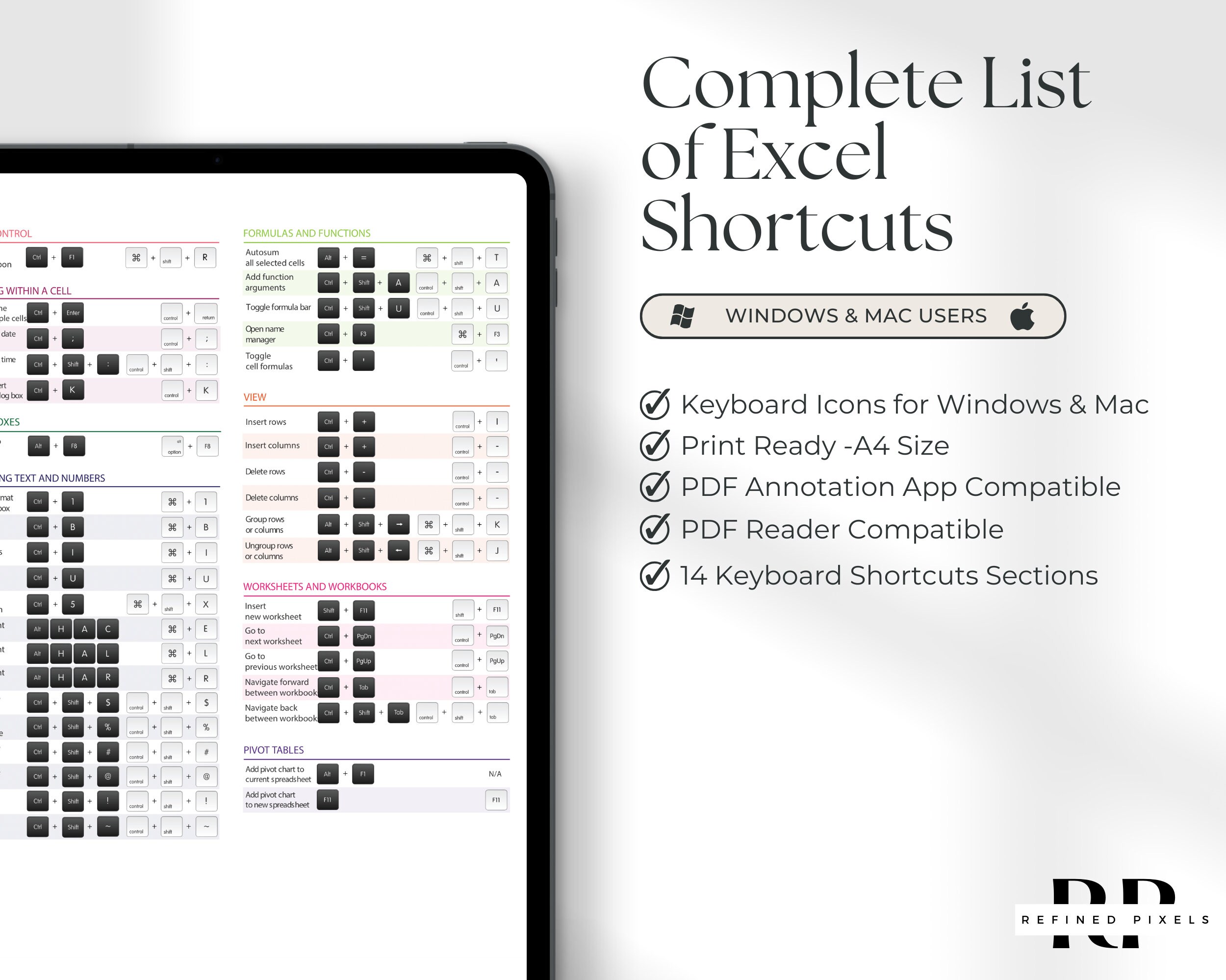 Excel Shortcuts for Windows Excel Shortcuts for Mac Excel Super ...