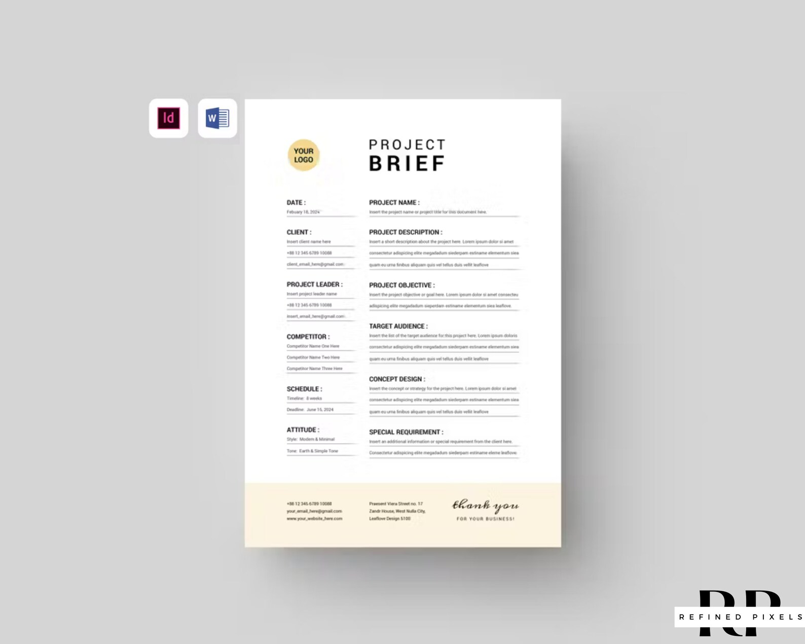 Adobe Indesign Template Job Proposal Template Business Letterhead ...