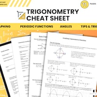 Trigonometry Cheat Sheet - Etsy