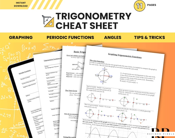 Trigonometry Cheat Sheet Trigonometry Formulas Learning Mathematics Study Material Math High ...