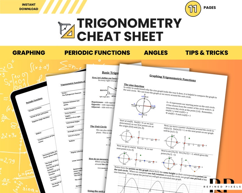 Trigonometry Cheat Sheet Trigonometry Formulas Learning Mathematics ...