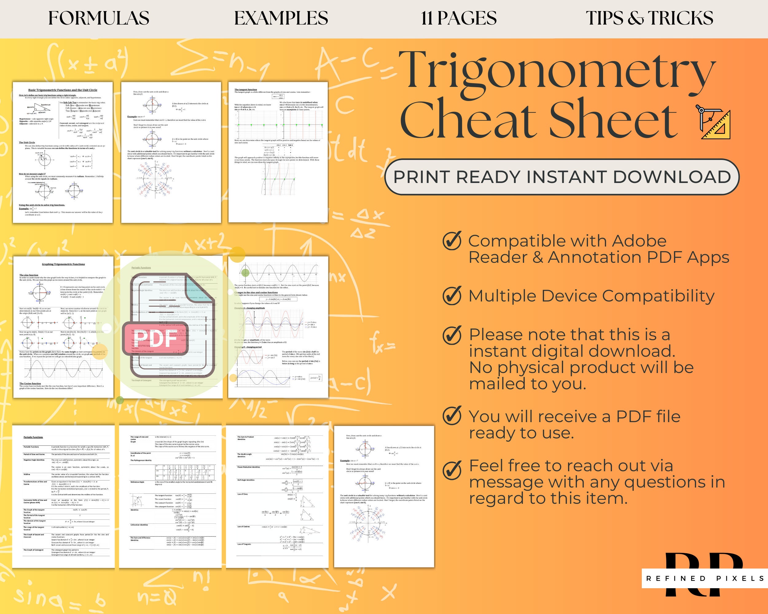 Trigonometry Cheat Sheet Trigonometry Formulas Learning Mathematics ...