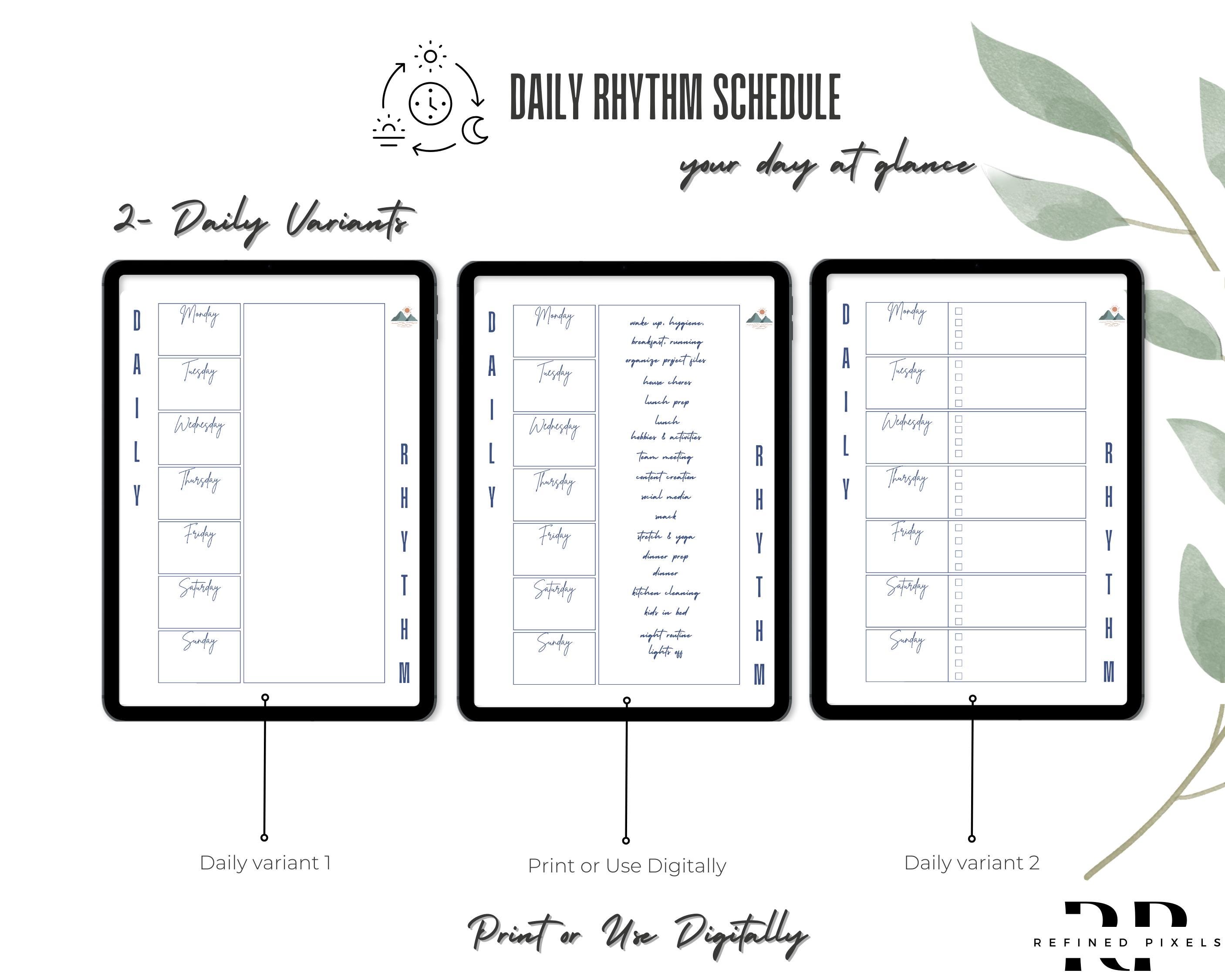Daily Rhythm Schedule Bundle Daily Rhythm Cards Adult Printable Morning ...