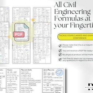 Civil Engineer Student Engineering Formulas Civil Engineer Gifts Cheat ...