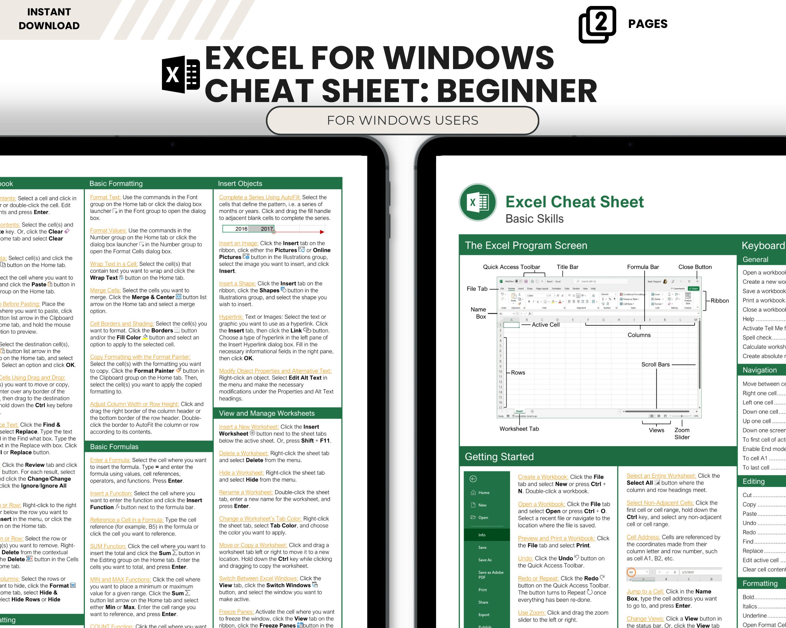 Excel Shortcuts for Windows Excel Shortcut Windows Excel PC Formulas ...
